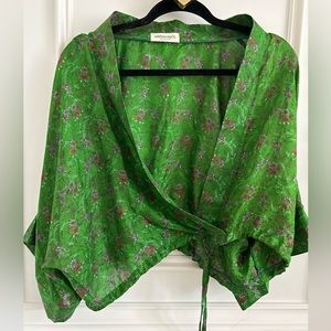 Vintage | Tops | New Silk Crop Wrap Top Wdrawstring | Poshmark